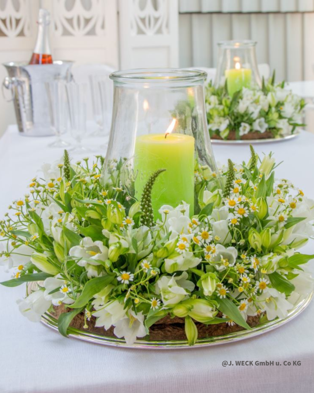 Windlicht mit Blütenkranz - myrex